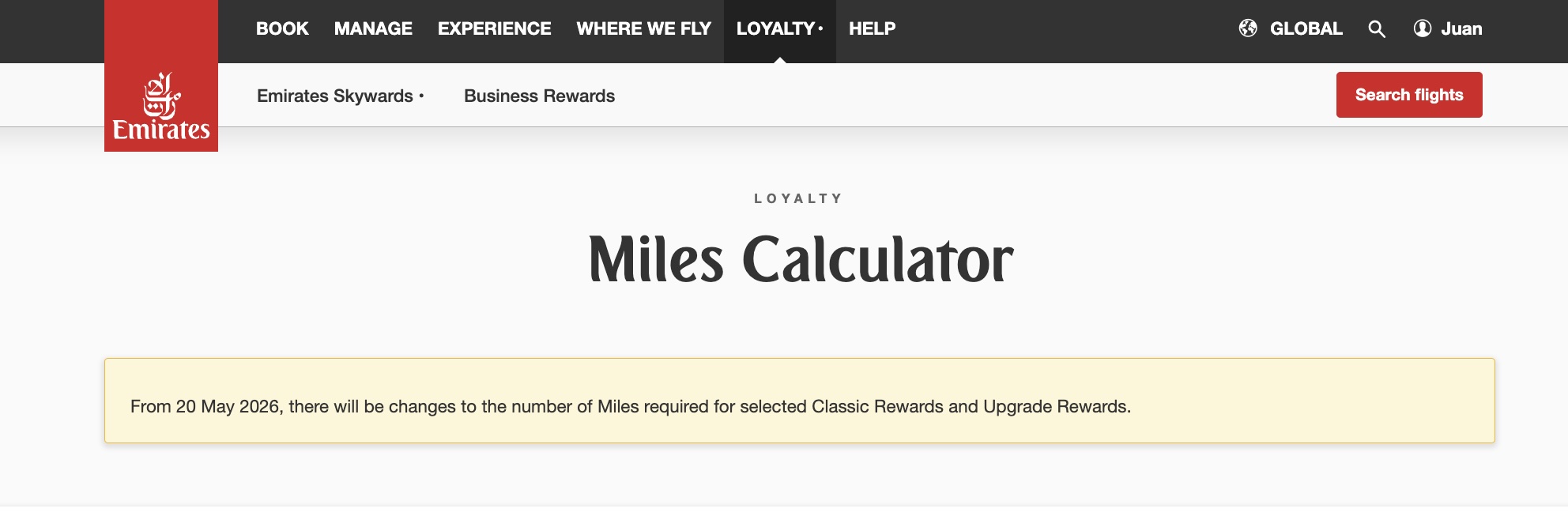 Emirates Devaluation: Awards and Upgrades Cost More May 20