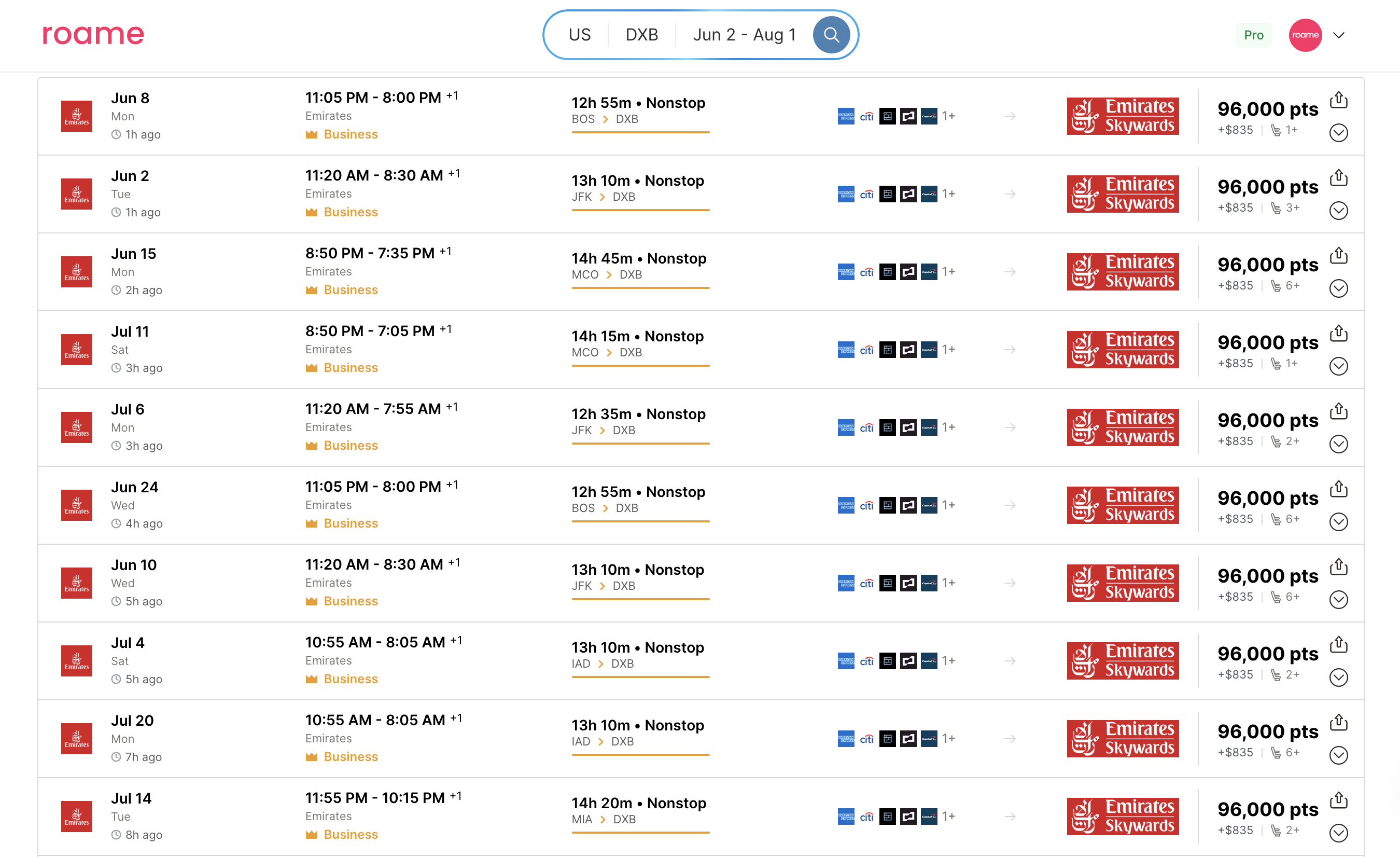 [Award Alert] Emirates Business Class to Dubai for 96K Miles